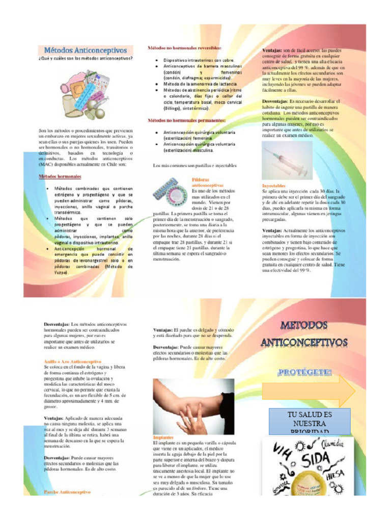 Triptico Metodos Anticonceptivos | PDF