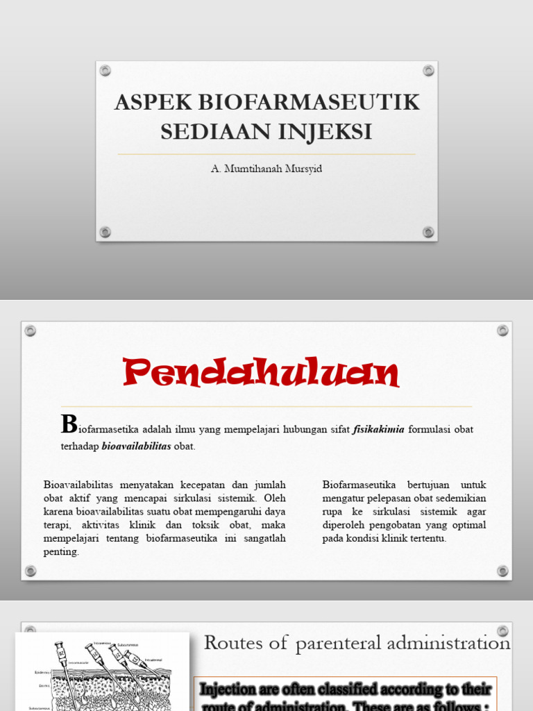 Aspek Biofarmaseutik Sediaan Injeksi | PDF | Injection (Medicine ...