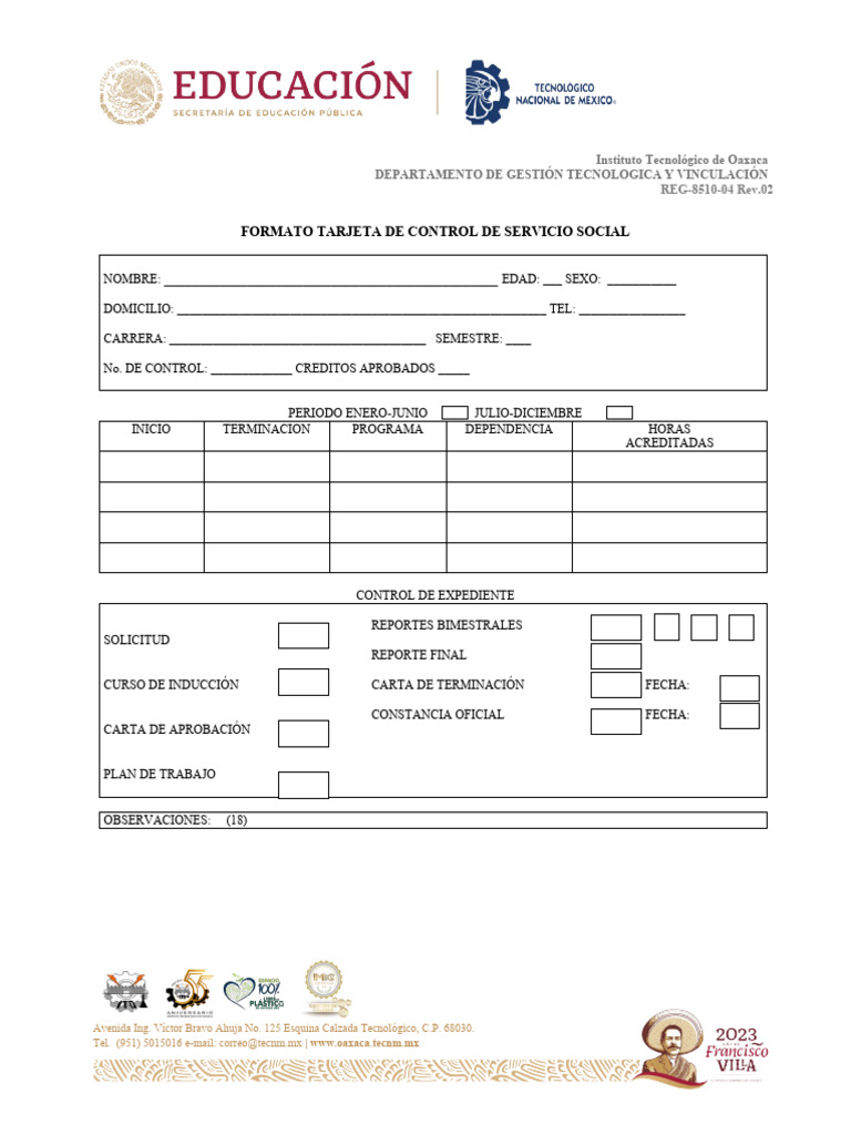 Tarjeta de Control - 2023 | PDF