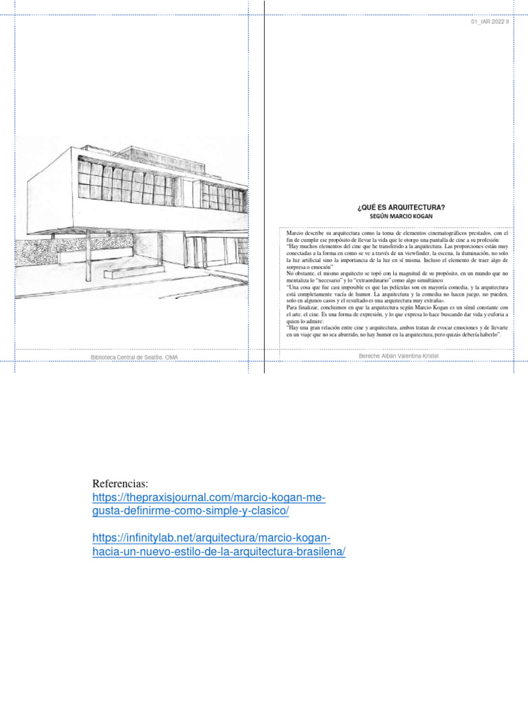 ¿Qué Es La Arquitectura para Marcio Kogan | PDF