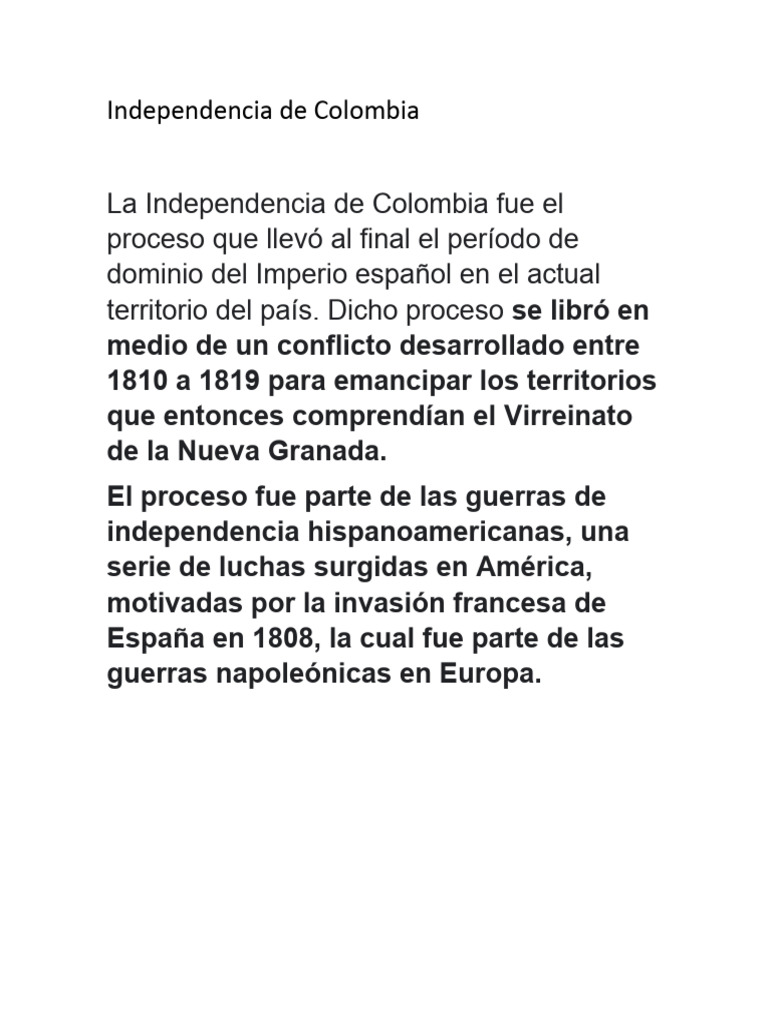 Independencia de Colombia | PDF