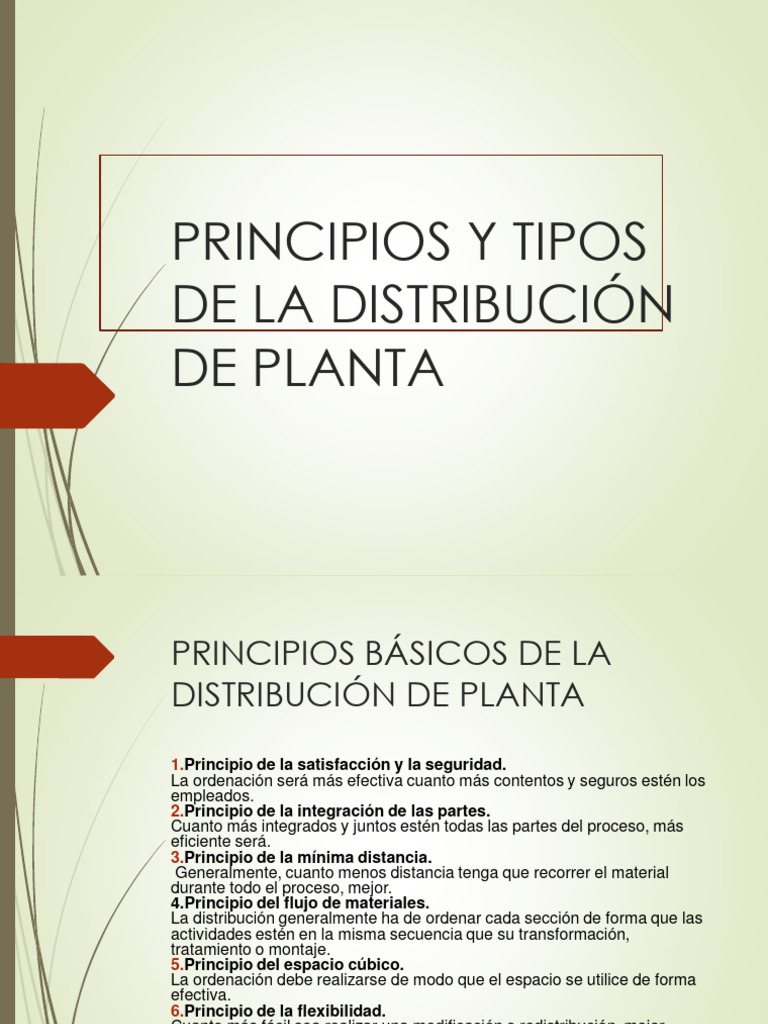 Principios Básicos de La Distribución de Planta-Diapositivas | PDF | Ingeniería