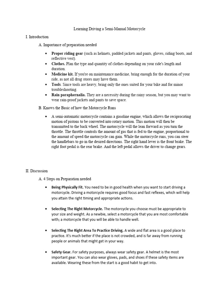 Learning Driving A Semi-Manual Motorcycle | PDF | Motorcycle | Throttle