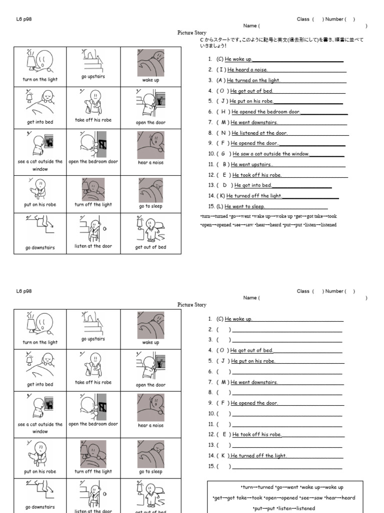 L6 p98 Past Tense Picture Story | PDF
