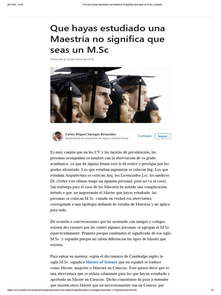 Que Hayas Estudiado Una Maestría No Significa Que Seas Un M.SC ...