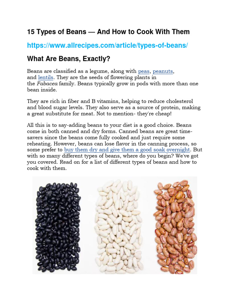 15 Types of Beans | PDF | Chickpea | Soybean