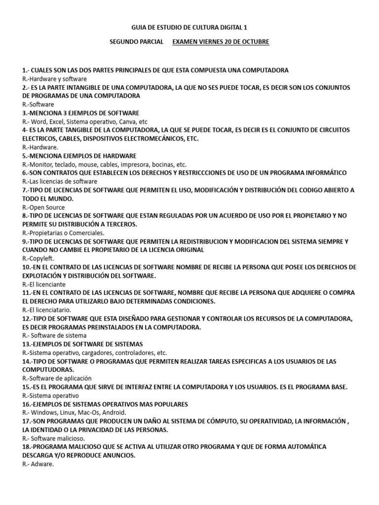 Guia de Estudio de Cultura Digital 1 | PDF | Software de la aplicacion ...