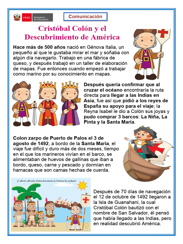 Ficha Cristóbal Colón y El Descubrimiento de América | PDF