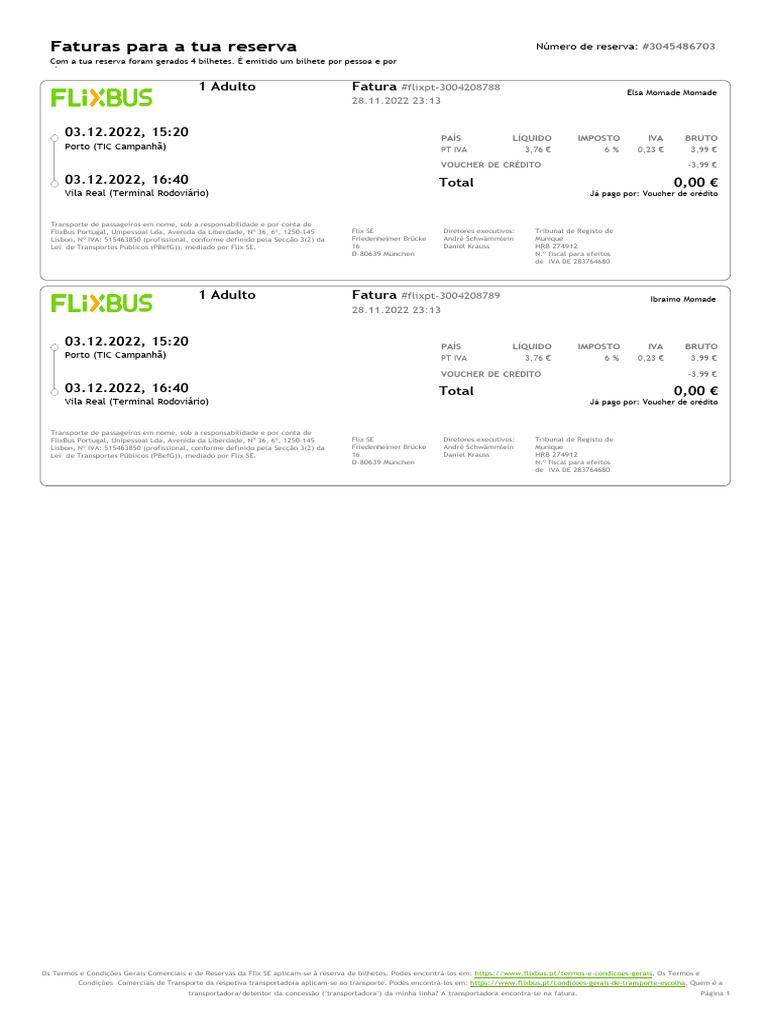 Detalhes da Reserva FlixBus | PDF | Imposto sobre Valor Agregado (IVA ...