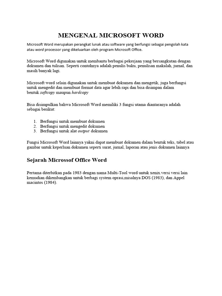 Pengenalan Microsoft Word | PDF