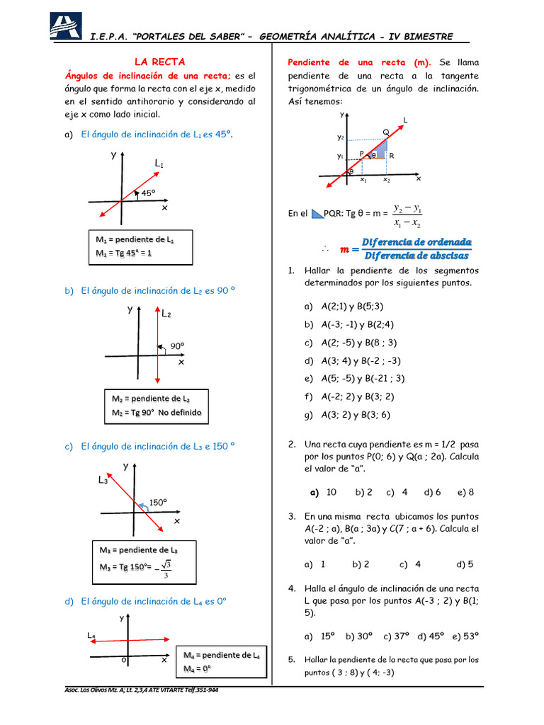 Ecuación de La Recta 5TO | PDF