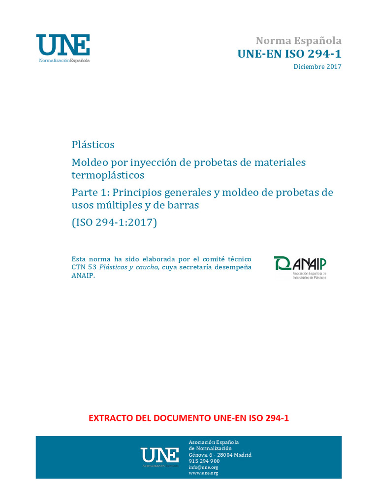 (Ex) Une-En Iso 294-1 2017 | PDF | El plastico | Sector secundario de la economía