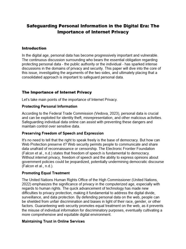 Safeguarding Personal Information in The Digital Era The Importance of ...