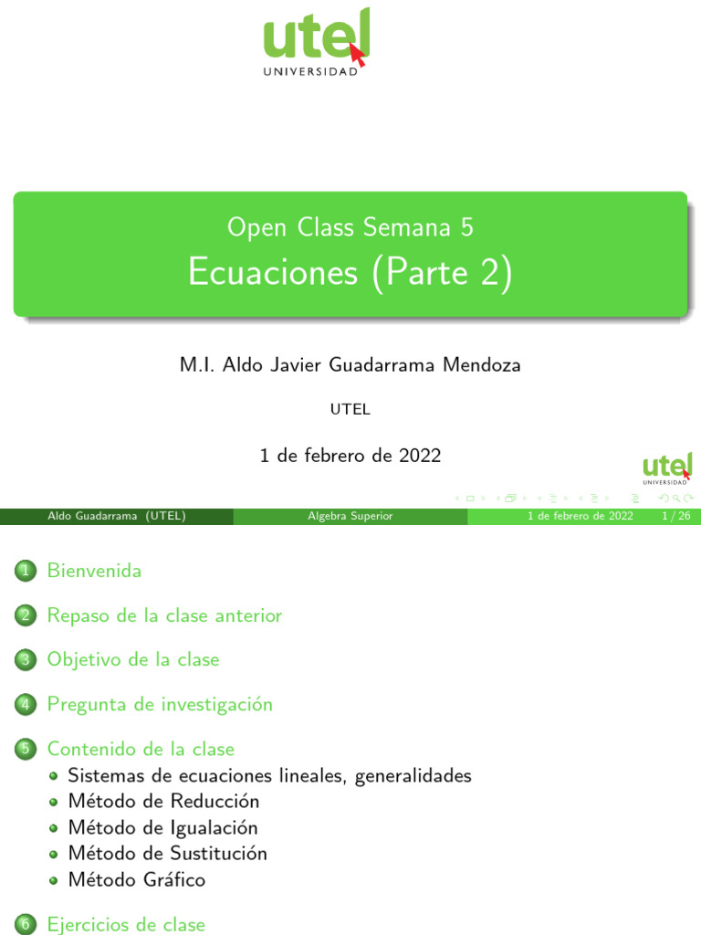 Openclass 5 | PDF | Sistema de ecuaciones lineales | Ecuaciones
