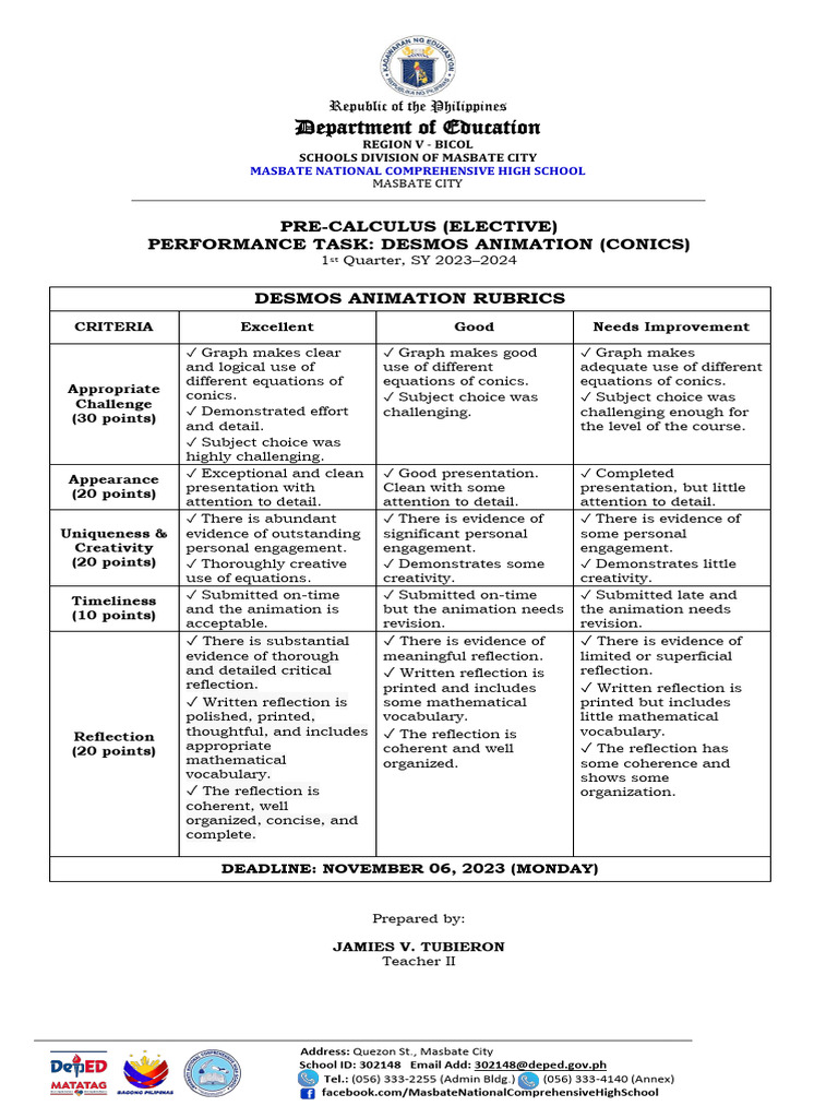 Desmos Animation Rubrics | PDF | Cognitive Science | Cognition