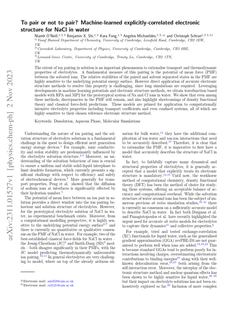 To Pair or Not To Pair? Machine-Learned Explicitly-Correlated Electronic Structure For Nacl in ...