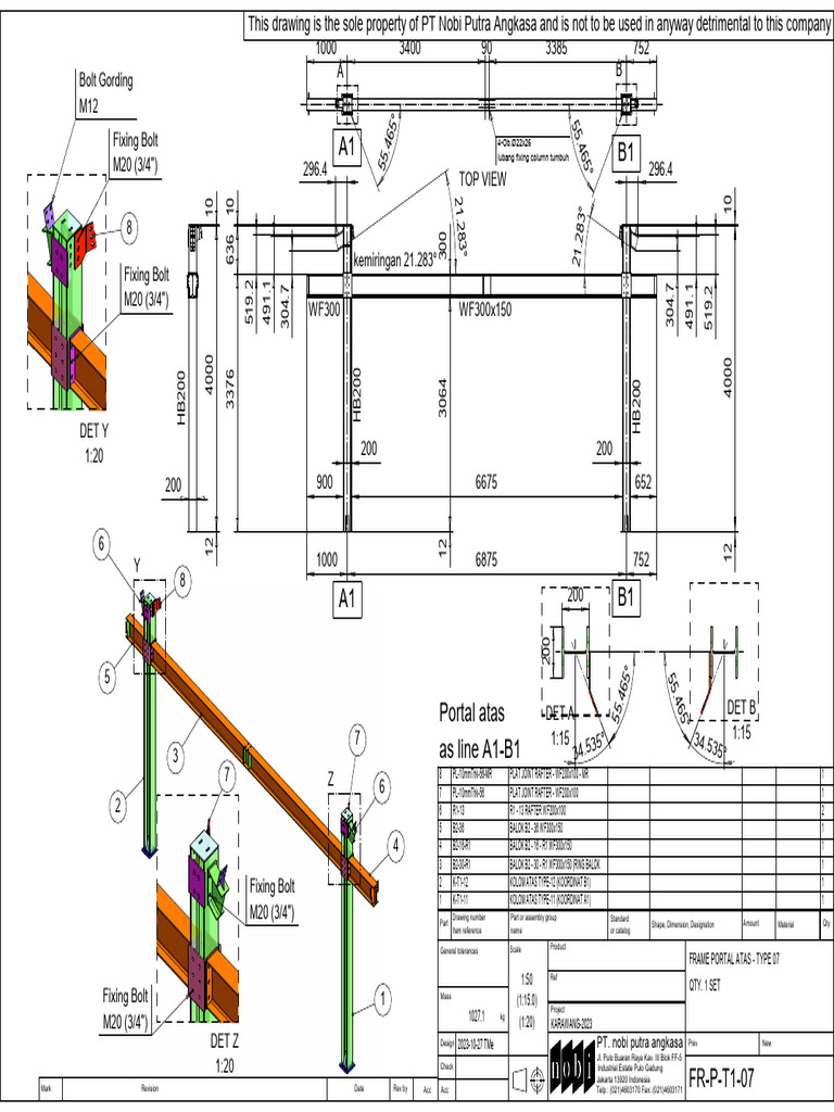 Drawing Portal Portal Baja Atas As Line 1 | PDF