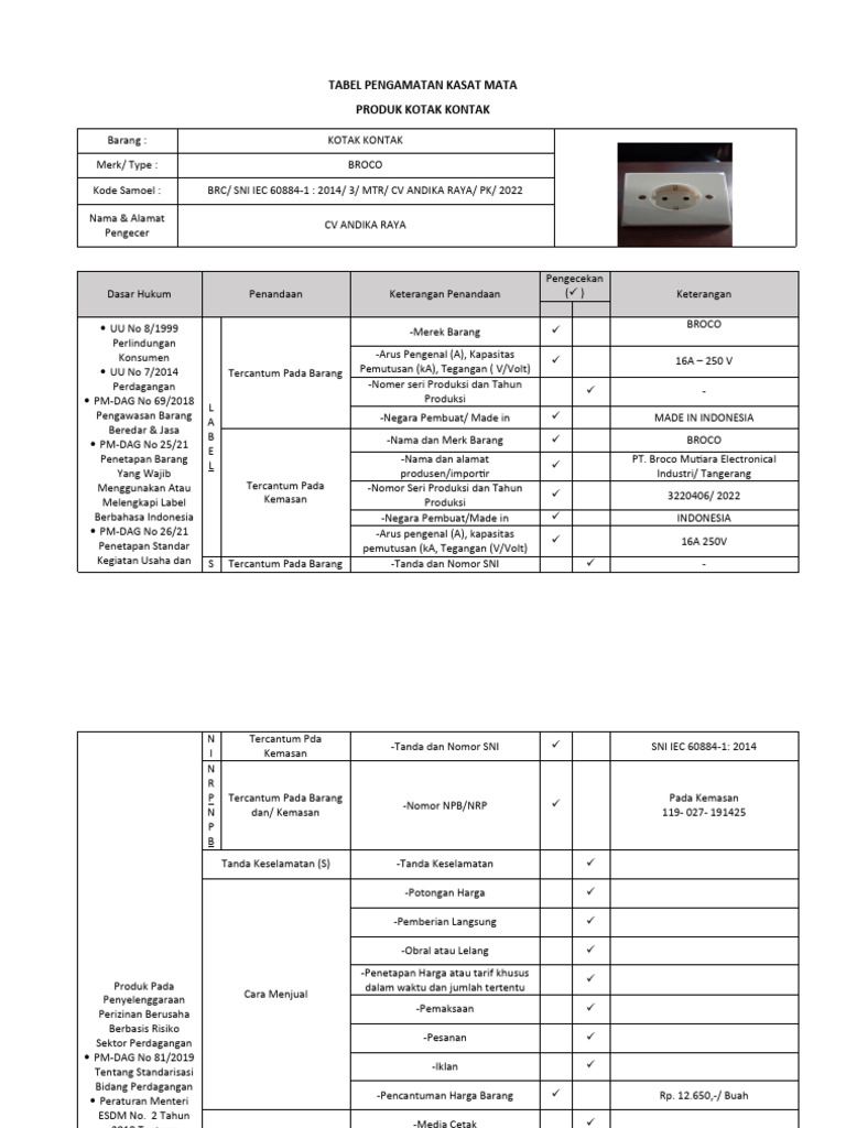 Tabel Pengamatan Kasat Mata | PDF