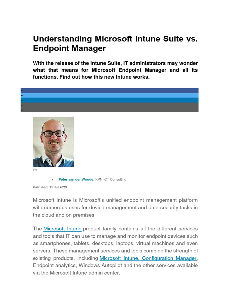 Understanding Microsoft Intune Suite vs. Endpoint Manager | PDF ...