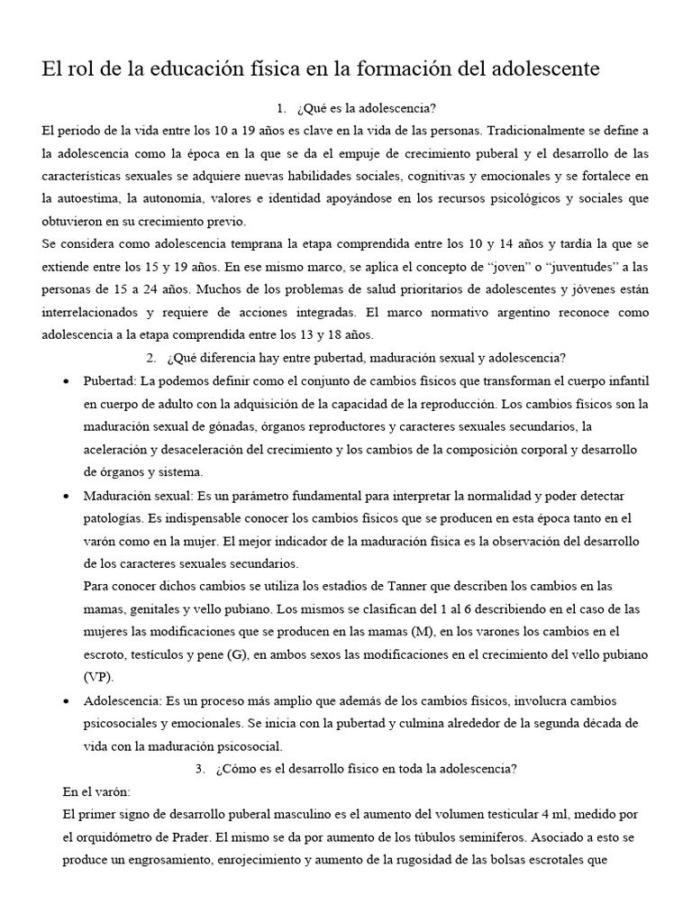 Educación Física en la Adolescencia | PDF | Salud y bienestar