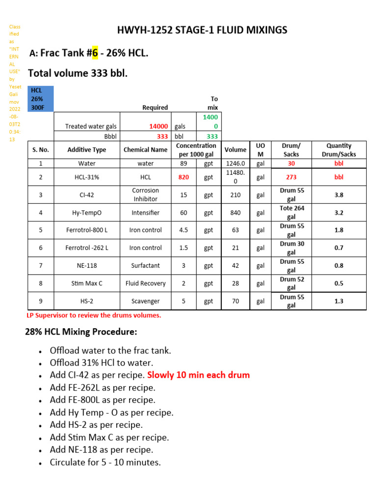 BakerHughes Fluids Mixing Procedures STG1 | PDF | Pump | Materials
