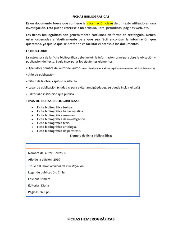 FICHAS BIBLIOGRÁFICAS | PDF