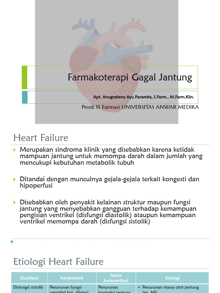 Terapi Gagal Jantung: Pendekatan Farmakologi | PDF