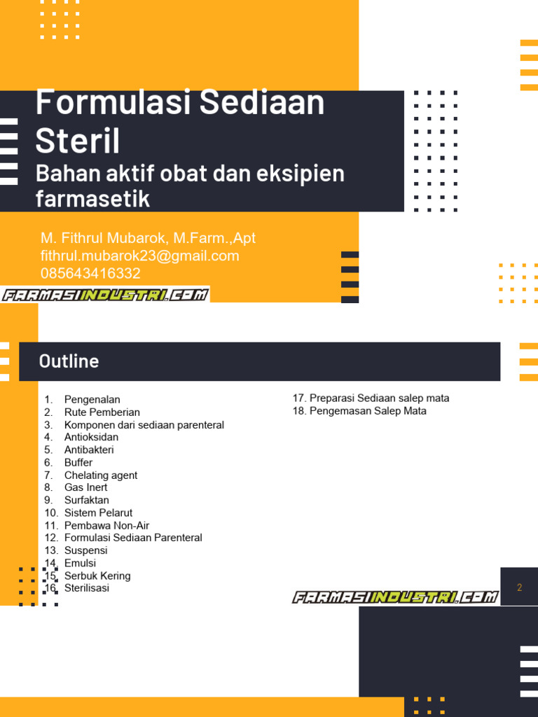 Formulasi Sediaan Steril | PDF