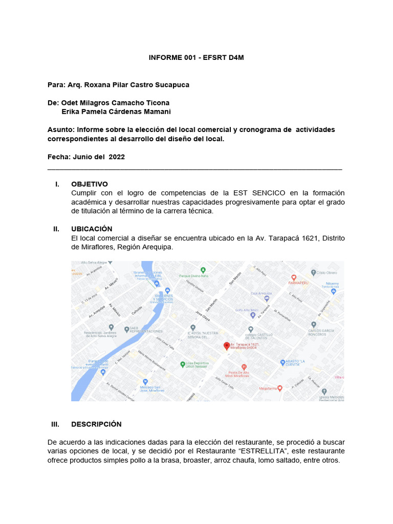 Informe 001-Efsrt D4M | PDF | Comedor | Cocina