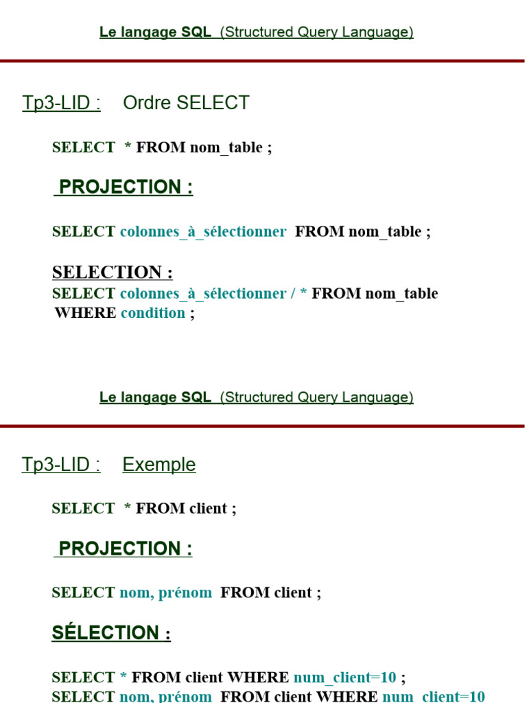 Cours SQL Partie4 | PDF | SQL | Informatique