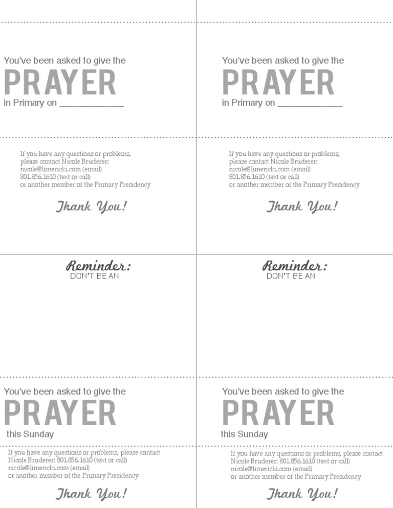 Prayer Reminder for Primary Leaders | PDF | Lifestyle