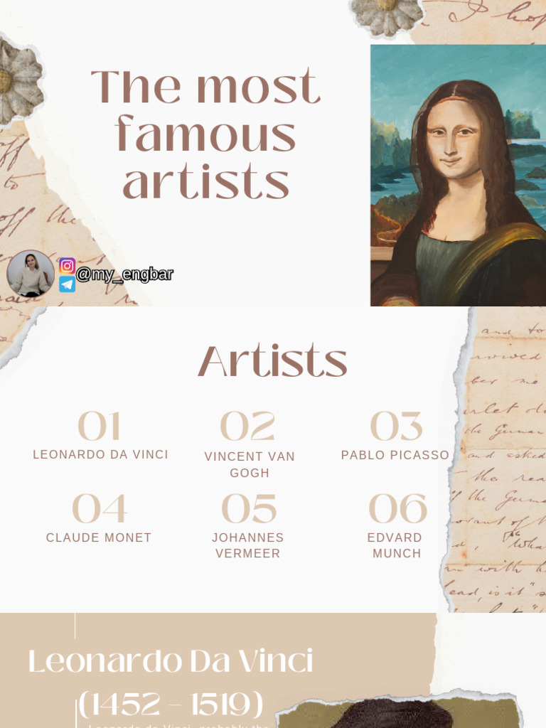 The Most Famous Artists | PDF | Leonardo Da Vinci | Pablo Picasso