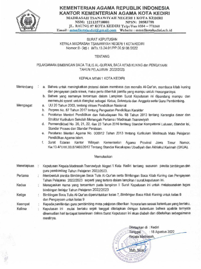 SK BTQ Dan BKK | PDF