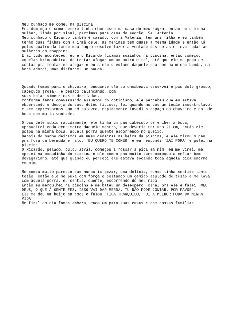 Meu Cunhado Me Comeu Na Piscina | PDF