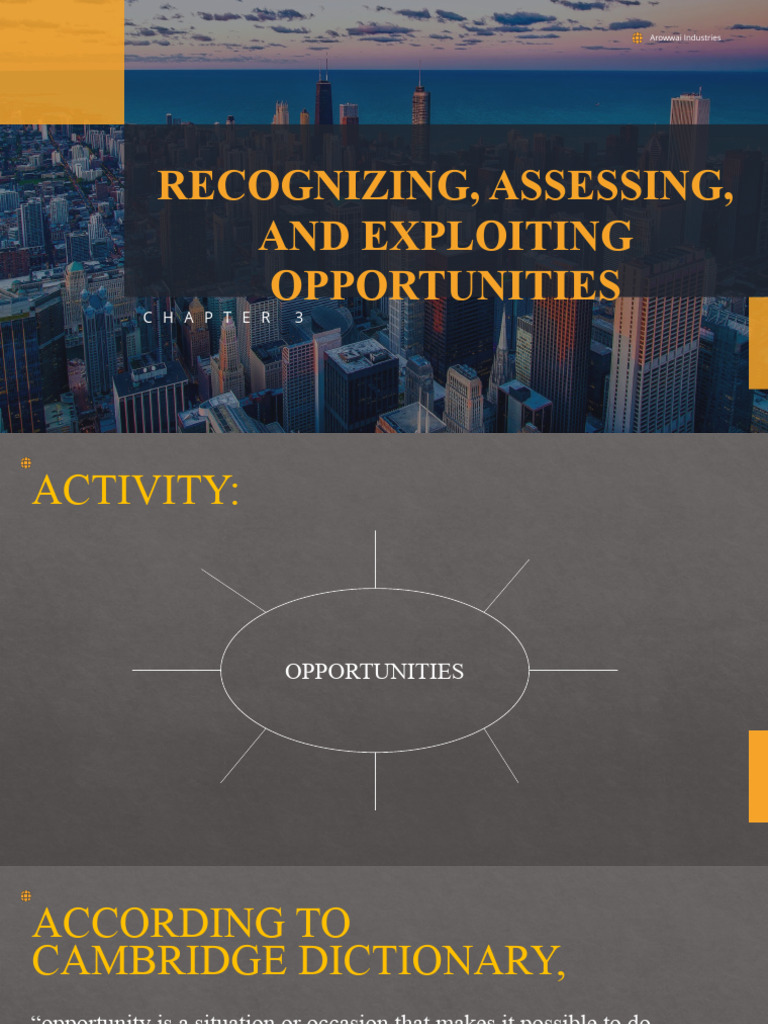 Chapter 3 Recognizing Assessing and Exploiting Opportunities Autosaved Autosaved | PDF | Capital ...