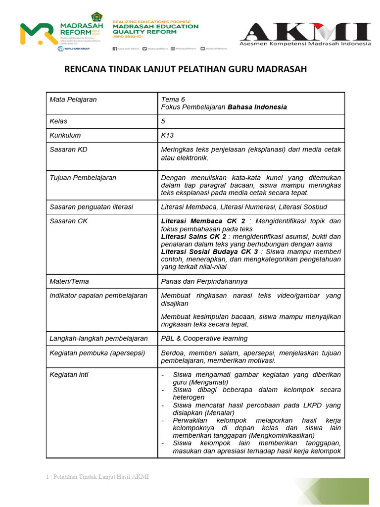 Template RTL_Tugas Diklat | PDF