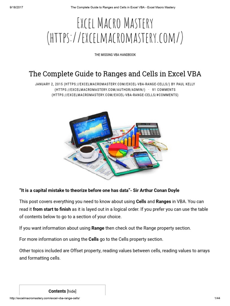 VBACells and Ranges Guide | PDF | Microsoft Excel | Computing