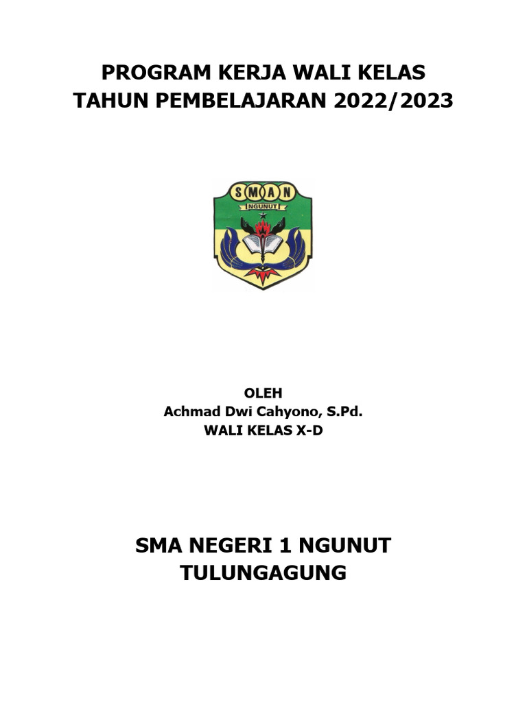 Program Kerja Wali Kelas l 2022-2023 | PDF