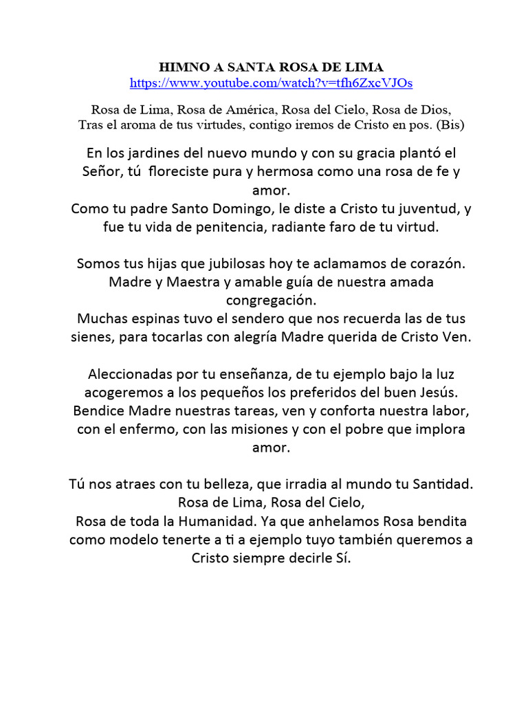 Canciones de Santa Rosa de Lima | PDF | María, madre de Jesús