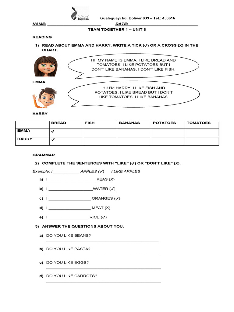Team Together 1 Unit 6 | PDF | Western Cuisine | Eating Behaviors Of Humans