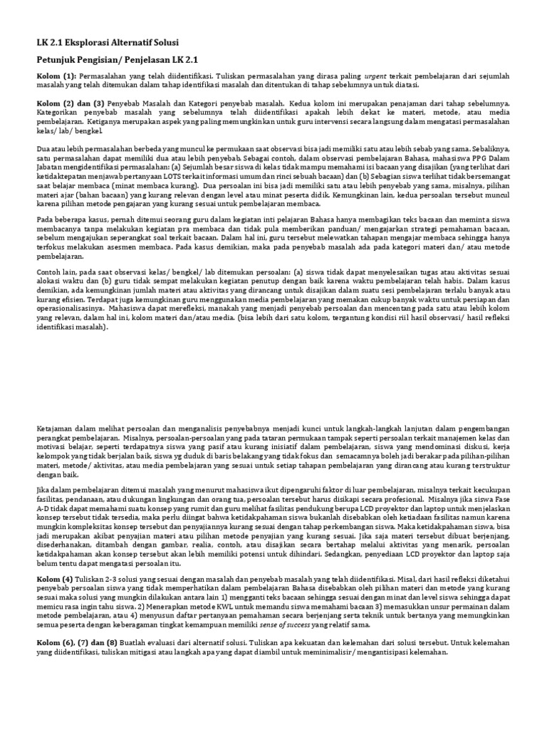 LK 2.1 Eksplorasi Alternatif Solusi - SIKLUS 2 - Moh. Faizal Fajri Al Amin | PDF