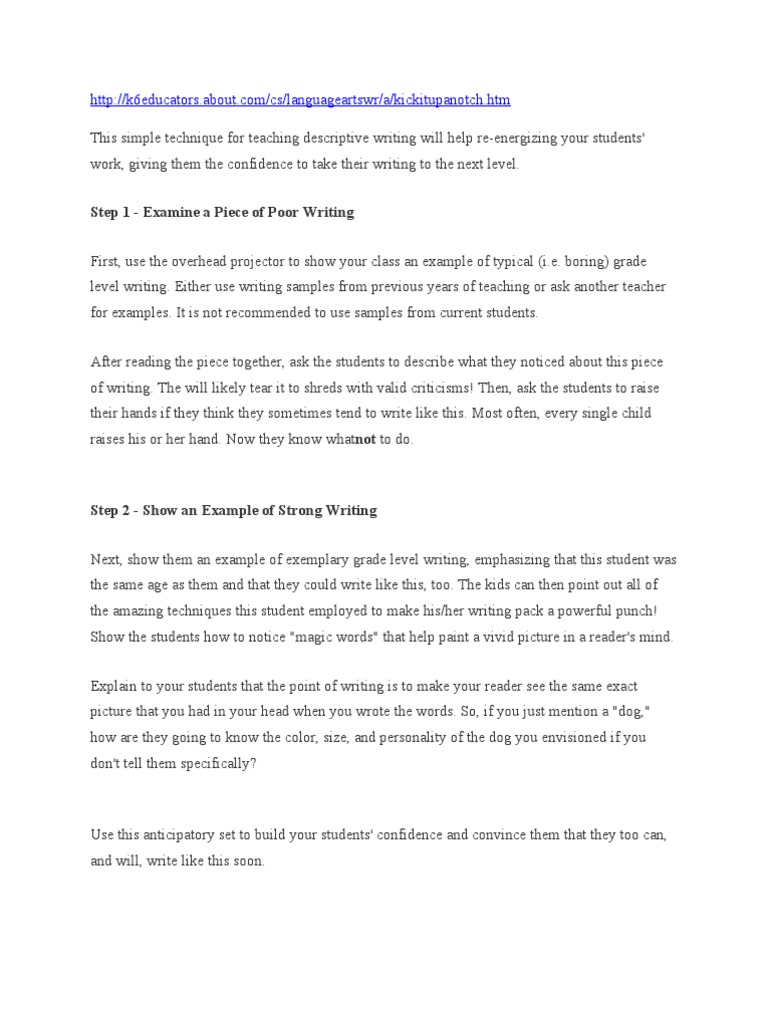 Step 1 - Examine A Piece of Poor Writing | PDF | Paragraph | Odor