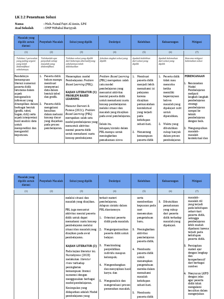 Solusi PBL untuk Tingkatkan Literasi Numerasi | PDF | Karier ...