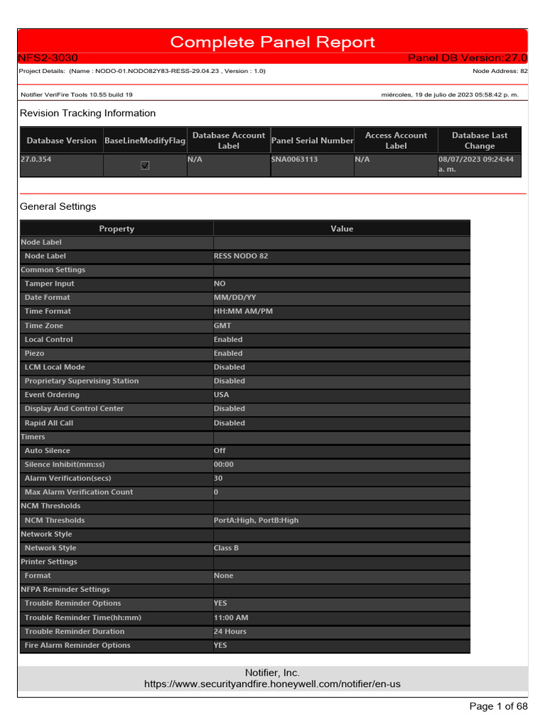 Notifier VeriFire Tools Panel Report | PDF | Liquid Crystal Display ...