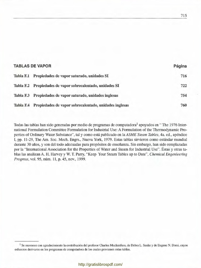 Tablas de Vapor Smith Van Ness | PDF