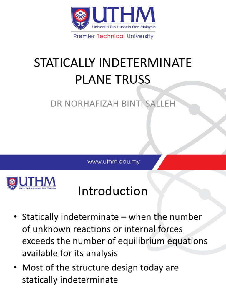 Chapter 4 Statically Indeterminate Plane Truss Pdf