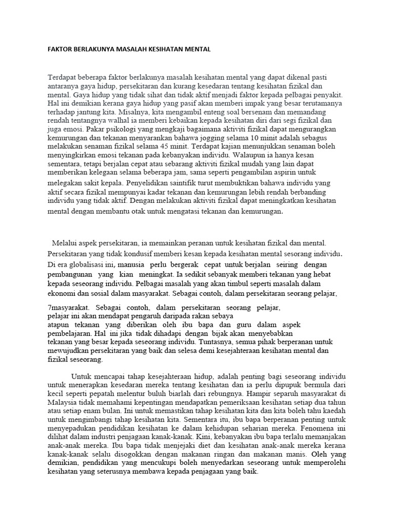 FAKTOR MASALAH KESIHATAN MENTAL | PDF