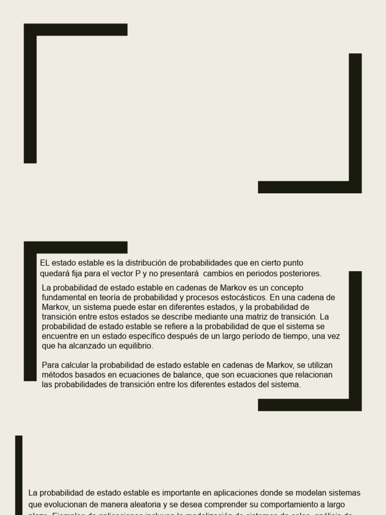 La Probabilidad de Estado Estable | PDF | Cadena Markov | Probabilidad