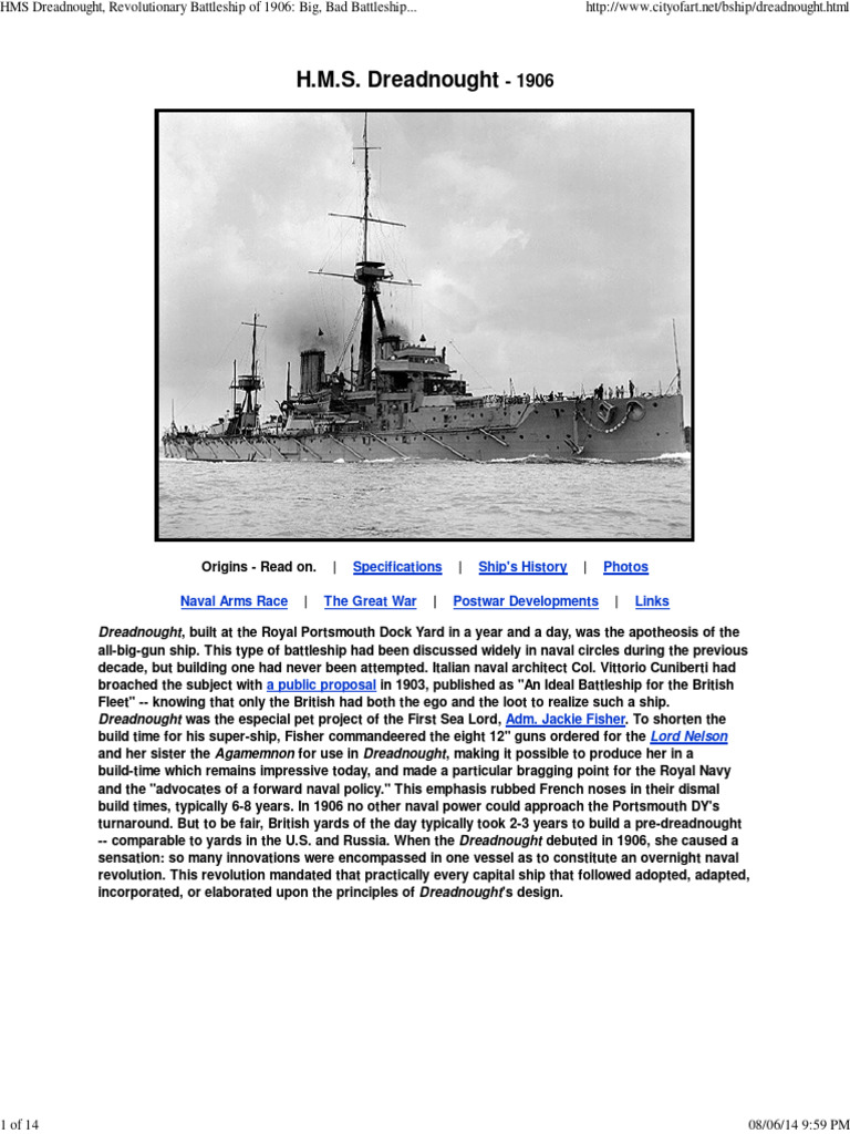 HMS Dreadnought 1906 | PDF | Battleship | Gun Turret