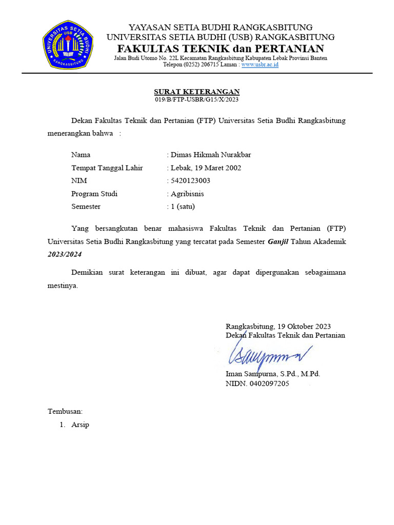 Surat Keterangan Kuliah | PDF Surat Keterangan Kuliah | PDF